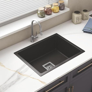INOCI Granite Quartz Single Bowl Kitchen Sink with Real Stone Finish ...