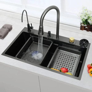 NIRALI Ruhe 16x18x normal sink Integrated Waterfall Kitchen Sink ...