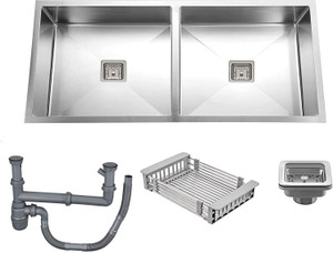 MESSINA HANDMADE KITCHEN SINK SOUND PROOF (37"×18"×10") DOUBLE BOWL ...