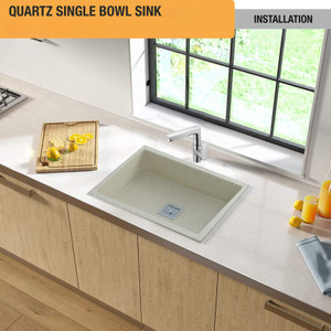 Sesto GRANITE COCO IVORY Ceramic Quartz Kitchen Sink with all ...