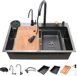 RUHE Handmade Premium Nano Single Bowl Kitchen Sink (30x18x9 Inches ...