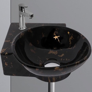 Glexero Premium Quality Black Colour Wash Basin. Designer Corner Basin ...