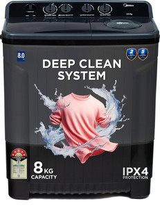 Midea 8 kg 5 Star Rat Away Feature, Air Jet Dry IPX4 Protection Semi ...