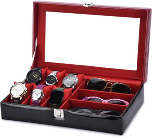 Galaxy Craft Black & Maroon Patti Glass Design Watch & Goggle Box (Only ...