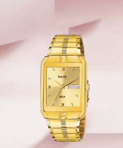 HMT DLX Water Resistant Day & Date Series Golden Plating Golden Metal ...