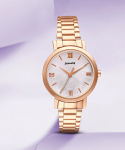 SONATA 8174WM01 Sonata Linnea Silver Dial Rose Gold Stainless Steel ...
