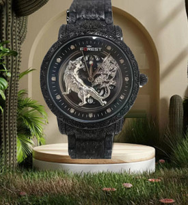 FOREST Luxury Lion Round Dial Black Men's Wrist Luxury Lion Round Dial ...