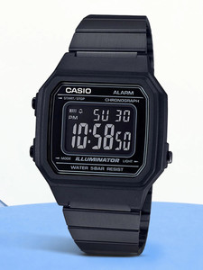 CASIO B650WB-1BDF Vintage Black Dial Black Stainless Steel Band Digital ...