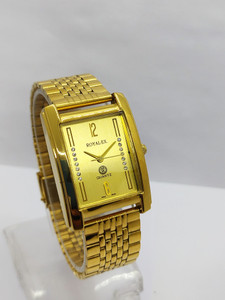Royalex Royalex Men's Stylish Rectangular Watch Golden Dial Golden Case ...