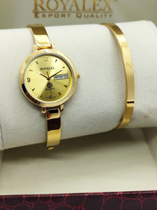 Royalex Ladies Watch Golden Dial Day And Date Golden Case And Chain ...