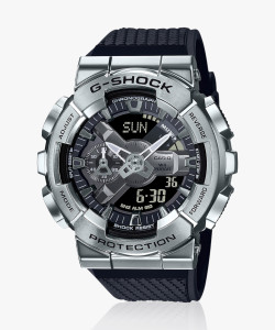 CASIO GM-110-1ADR G-SHOCK Silver Dial Black Resin Strap Analog-Digital ...