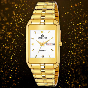 EMPERO EMPERO Square EMPERO Square White Dial With Gold Stainless Steel ...