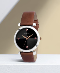 Timor F-TG021 Black Dial Genuine Leather belt Strap Water Resistant ...