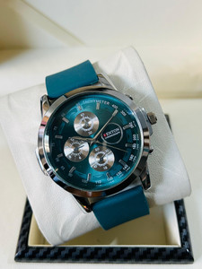 fenton Chronograph-Style Analog Men’s Watch with Green Dial Silicon ...