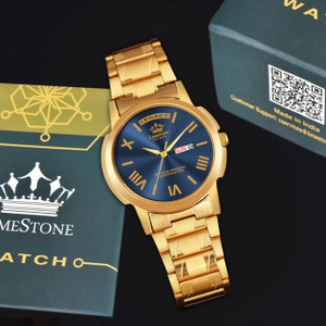 LIMESTONE LEGACY Series Day & Date Original HMTS Gold Plated Quartz ...