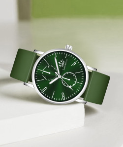 LIMESTONE Minimalist Olive Green Stainless Steel Slim Silicone Strap ...