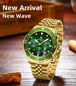 OVERFLY Green Dial Gold Strap Chain Analog Chronograph Luxury golden ...