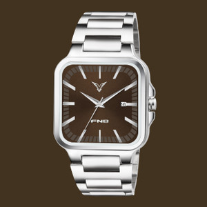 FNB FN-2024-SilvrBrown Elegant Series Square Analog Quartz For Men/Boys ...