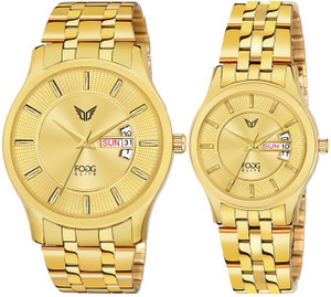 FOGG 5501-GOLD 5501-GOLD Elite Couple Gold Platted Premium Day & Date ...