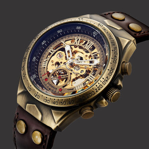 Shenhua HourGlass Skeleton Gold Automatic Self Winding Wrist Watch Self ...
