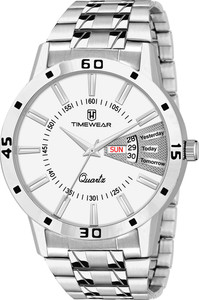 TIMEWEAR 230WDTG Analog White Dial Day Date Functioning Stainless Steel ...