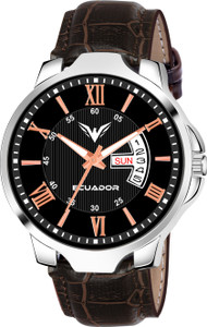 ECUADOR ER-2234 Elegant Black Dial Day And Date Functioning Wrist Watch ...