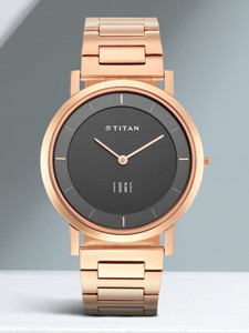 Titan 1595WM01 Titan Edge Grey Dial Rose Gold Stainless Steel Strap ...