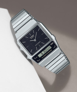 CASIO AQ-800E-1ADF Vintage Black Dial Silver Stainless Steel Band ...