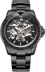 KREDO Men Forte Black Mechanical Automatic Skeleton Self-Winding Watch ...