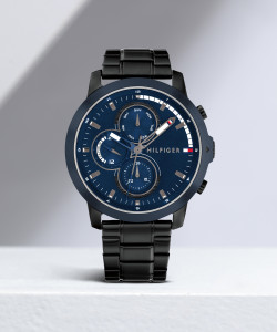 TOMMY HILFIGER Tommy Hilfiger Multifunction Blue Dial Black Stainless ...