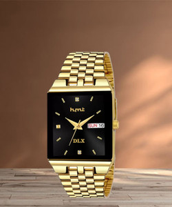 HMT DLS HMTS Day & Date Series Original Golden Plating Quartz Metal ...