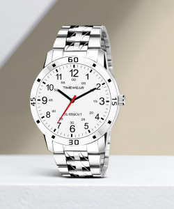TIMEWEAR 255BDTG Minute Track White Dial Stainless Steel Chain Analog ...