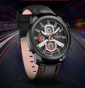 NAVIFORCE 9211 Elegant Timepeice with leather band quartz movement dial ...