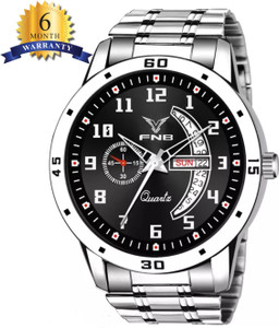 FNB BLK-1128 Elegant Black Dial Day And Date Functioning Watch Quartz ...