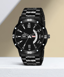 LIMESTONE All Black Day & Date Functioning Long Life Black Plated Chain ...