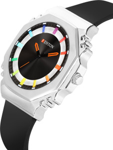 FENTON WATCHES Fnt-90122 Wrist Watch, Multicolour , Silver Case, Black ...