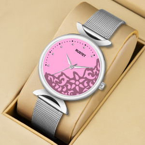 RUSTET LD-L21-BLK-CH LD-L21-PNK-CH Silver Mesh Strap Girls Analog Watch ...