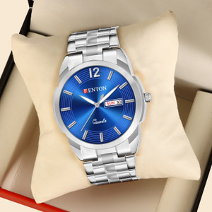 FENTON WATCHES Fenton-81 Stainless Steel Men's Watch With Blue Dial ...