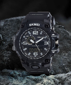 SKMEI 1155_black dual time display glamorous sport look Analog-Digital ...