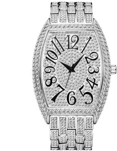 SAFISHA Luxury Men 42MM Iced Out Tank Tonneau Case Shape Classic Wrist ...