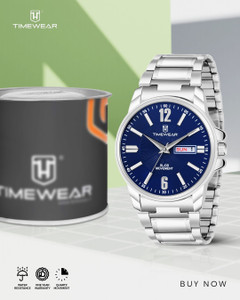 TIMEWEAR 325-BDTG Day & Date Functioning Blue Dial Stainless Steel ...