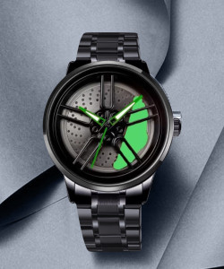 SHEEEN Spinning car wheel rotating gyro green watch Car wheel watch ...
