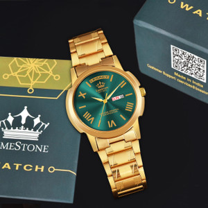 LIMESTONE LEGACY Series Day & Date Original HMTS Gold Plated Quartz ...