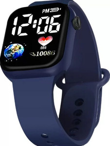 THMT Trending Lifestyle Black Dial Blue Strap Square LED Digital Watch ...