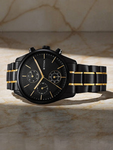 Titan Titan Multifunction Black Dial Black & Gold Stainless Steel Strap ...