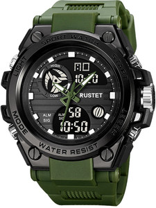 RUSTET 2031 2031 50m Waterproof Dual-Time Men's Watch Multifunction 12H ...