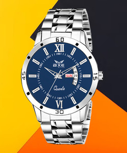 AXE Style XDD-7040 XDD-7040 Branded/Brand Day&Date Blue Steel Chain ...