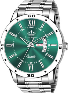 LIMESTONE Day and Date Functioning Steel Strap New Quartz Analog Watch ...