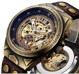 Shenhua HourGlass Skeleton Gold Automatic Self Winding Wrist Watch Self ...