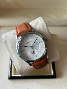 FENTON WATCHES Fenton Rose Gold Analogue Watch with Brown Leather Strap ...